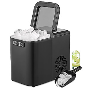 Magshion Ice Maker Countertop with Self-Cleaning, 26lbs/24H, Bullet-Shaped Ice (2 Sizes), Digital Display & Timer, 1.8lbs Ice Storage Capacity, Ice Cube Maker Machine for Home & Kitchen (Black)