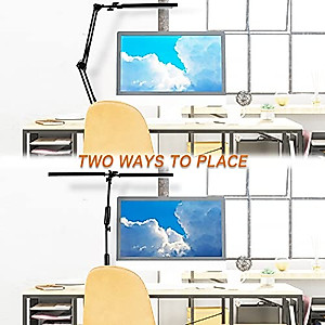 Hitish LED Desk Lamp, 24W Super Bright Architect Desk Lamp with 3 Color Modes & 10 Brightness Levels for Home & Office, Eye Protection Swing Arm Desk Lamp with Base & Clamp for Study, Work, Monitor