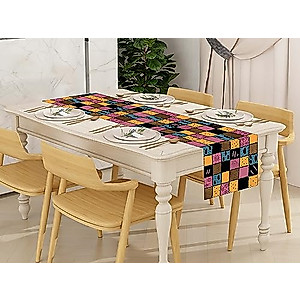 Nightmare Before Christmas Table Runner 72 Inches Long Gothic Jack Skellington and Sally Halloween Christmas Xmas Winter Holiday Home Kitchen Dinging Room Table Decorations