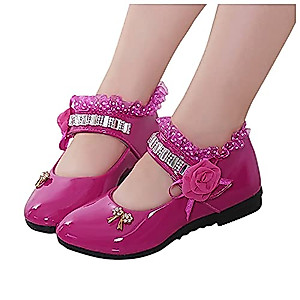 Mercatoo Shoes for Baby Boy Single Dance Shoes Princess Children Baby Leather Flower Shoes Soft Girls Kid Baby Shoes (Hot Pink, 13 Little Kid)