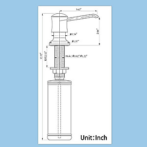 Soap Dispenser for Kitchen Sink Brushed Nickel, Built-in and Refill-from-Top Design with Liquid Hand & Dish Soap Bottle