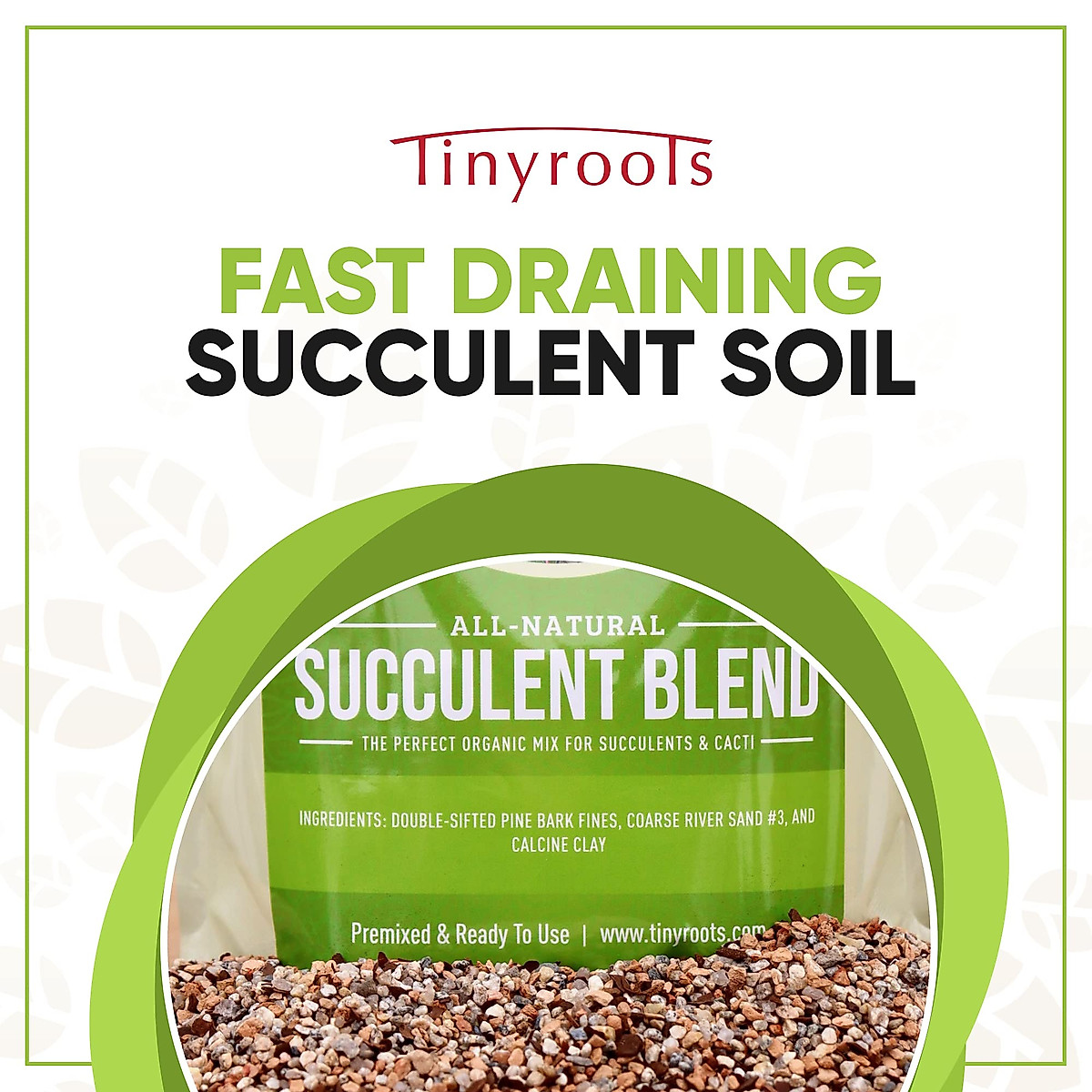 Tinyroots Succulent Soil - 2.25 Quarts, Cactus Soil Potting Mix Helps Avoid Over-Watering, Provides Optimal Water Retention for Your Indoor Plants