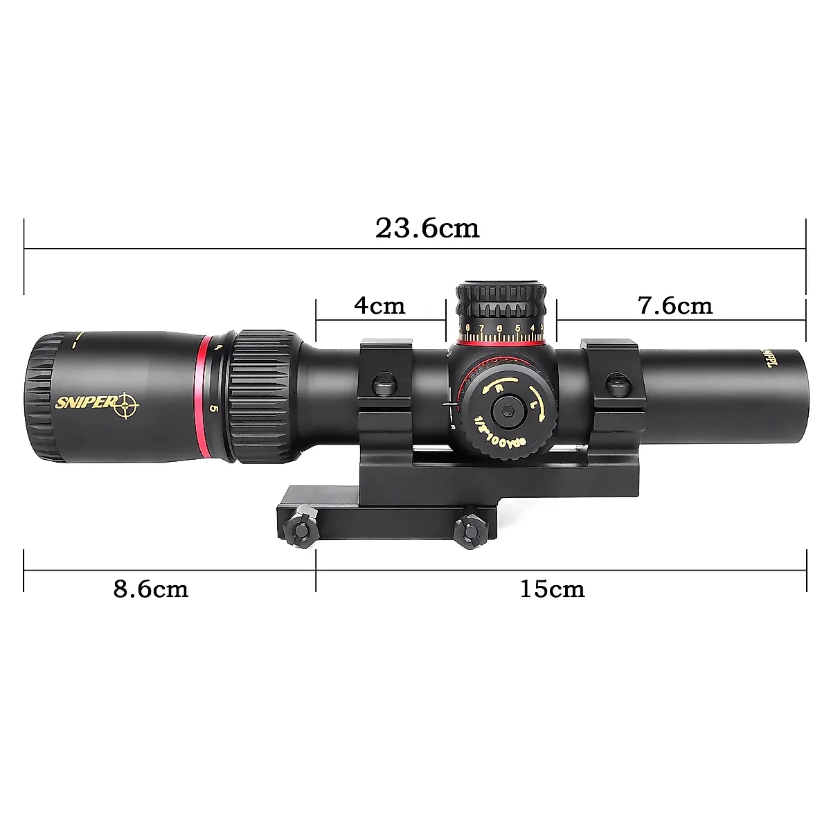 Sniper VT 1-5X24 FFP First Focal Plane LPVO Rifle Scope with Red/Green Illuminated Reticle and Scope Mount