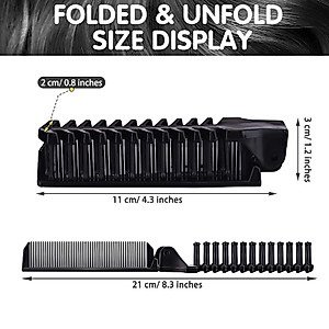 10 Pcs Portable Travel Folding Comb Brush Combo Compact Foldable Hair Brush Pocket Size Comb Double Headed for Women Men Homeless Hotel Shelter Nursing Home Charity Church (Black)