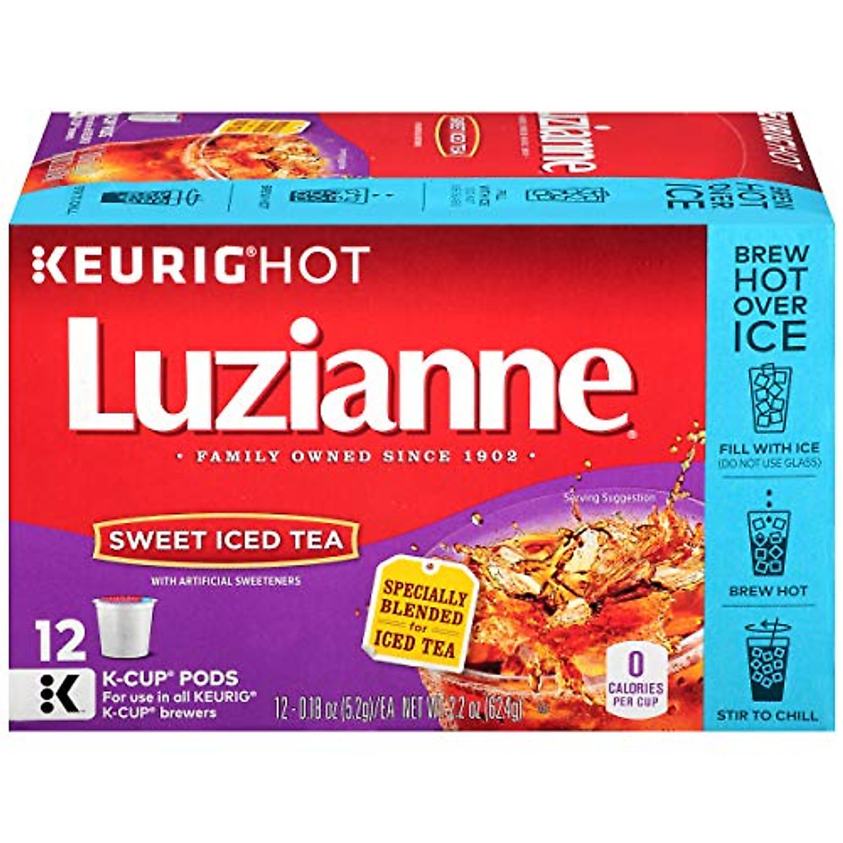 Luzianne Sweet Iced Tea, Single Serve K-Cup Pods, 12 Count