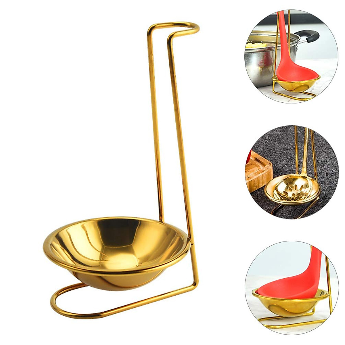 DOITOOL Stainless Steel Soup Ladle Spoon Rest Kitchen Utensil Rest Gold