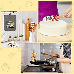 R HORSE 3Pcs School Bus Driver Gift Funny Cookie Bag Silicone Spatula Set with Greeting Card Thank You Bus Driver Present Potholder Heat Resistant Oven Mitt Bus Driver Retirement Teacher Day Gift