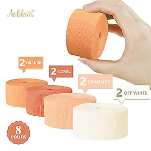 AOBKIAT Wedding Decorations,8 Rolls Gradient Orange Crepe Paper Streamers for Wedding,Bachelorette Party,Birthday, Bridal Baby Shower,Anniversary Party Backdrop