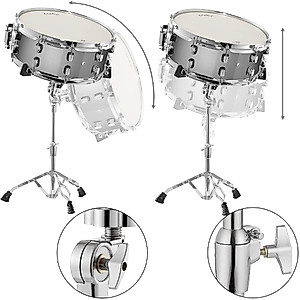 Ashthorpe Snare Drum Set with Remo Head (Silver) - Student Beginner Kit with Stand, Padded Gig Bag, Practice Pad, Neck Strap, and Sticks