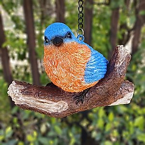 Chambtalie Bluebird On A Branch Statue Garden Decor Resin Bluebird Collectible Figurine Handmade Art Animal Decorative Garden Sculpture Yard Outdoor Home Decoration Bird Lover Gifts