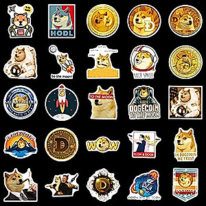 50Pcs Dogecoin Stickers for Water Bottles,Toys Teens Boys Girls Adults Gifts,Vinyl Waterproof Stickers for Laptop,Phone,Notebook,Skateboard Decal Sticker Pegatinas Juguete