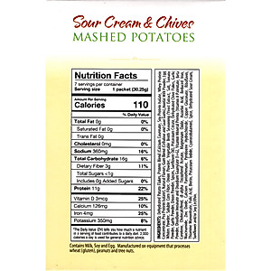 HealthSmart High Protein Instant Creamy Sour Cream & Chive Mashed Potatoes | Low Carb, Low Fat, Low Calorie Mashed Potatoes - Gluten-Free, Quick & Easy Meal | Portion Controlled Servings, 7 Count Box