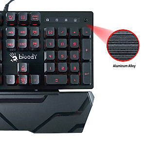 BLOODY B380 Light Strike 8 Key Optical Membrane Gaming Keyboard | Full RGB LED Backlit Keyboard | Smooth & Linear Quite Keys | Ergonomic Detachable Wrist Rest Design | LK Optical Gaming Series