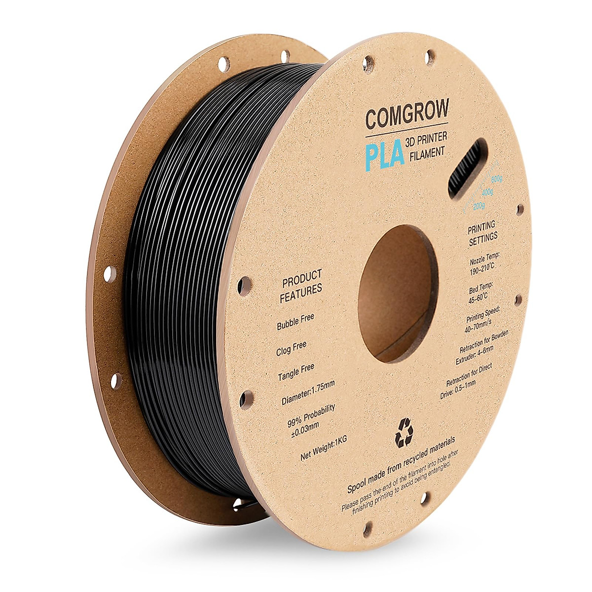 Comgrow PLA 3D Printer Filament Black and Creality CR Touch Auto Bed Leveling Sensor Kit