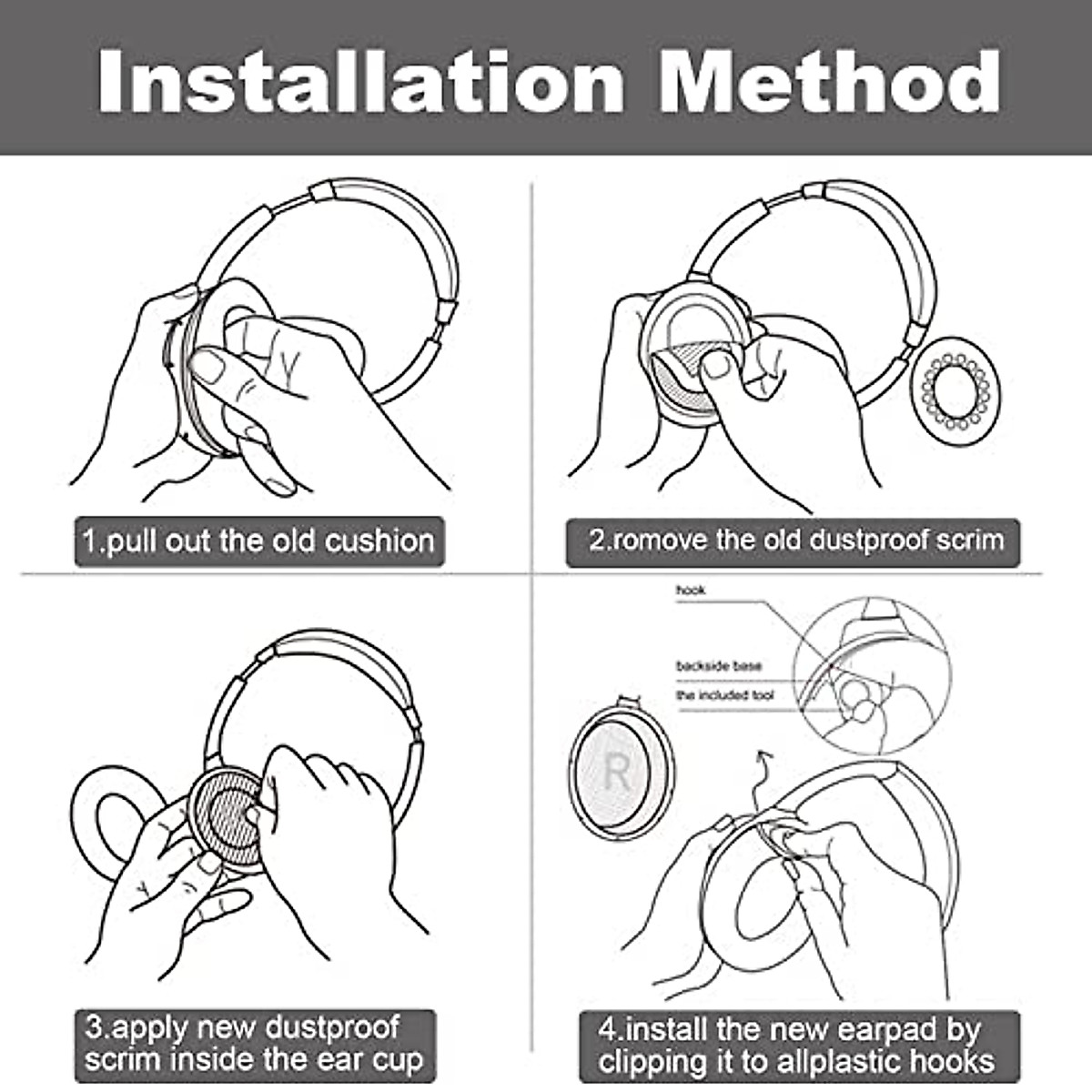 QC35 Replacement Ear Pads Ear Cushion Compatible with Bose Quiet Comfort 35 (QC35) and QuietComfort 35 II (QC35 II) Headphones (Silver)
