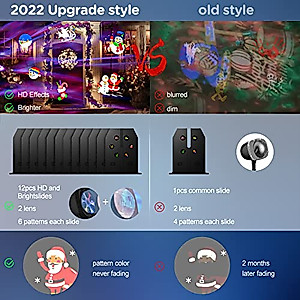 2022 Upgrade Christmas Halloween Snowflake Projector Lights Outdoor Christmas Decorations, 22 HD Slides 3D Ocean Wave Holiday Projector Waterproof with Remote Control for Xmas Indoor Party Yard Garden