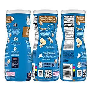 Gerber Graduates Puffs Cereal Snack, Banana and Strawberry Apple, 6 Count