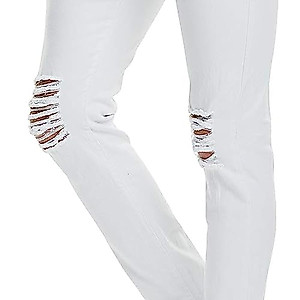 ANBOBER Men's Ripped Skinny Jeans Slim Fit Stretch Distressed Jeans for Men Straight Leg Denim Pants (White, 42)