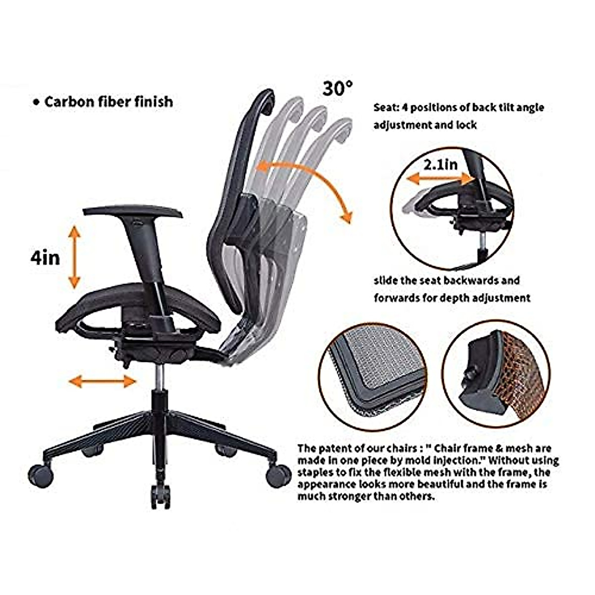 Mesh3 Home Office Mesh Chair Ergonomic Desk Chair with Back Support and Adjustable Armrests for Work from Home and Student Desk Chair with Wheels BIFMA Grey HY-104GR