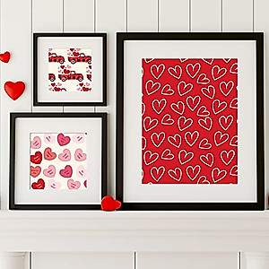 Whaline 12 Sheet Valentine's Day Wrapping Paper Red Heart Truck Gift Wrapping Paper 19.7 x 27.6 Inch I Love You Prints Sweet Present Packing Paper for Wedding Anniversary Baby Shower Birthday