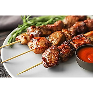 DecorRack 100 Natural Bamboo Skewer Sticks, Natural Wood Barbecue Skewers for Grilling, Kabob, Fruit, Appetizers, Cocktail, Brunch, Chocolate Fountain, BBQ Skewers, 12 inch (Pack of 100)