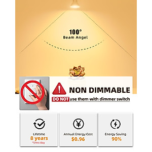 Lumiverse GU10 LED Bulb, Non-dimmable 4W (50W Equivalent) 100 Degree Flood Beam 2700K Soft White, Halogen Replacement for Kitchen, Range Hood, Living Room, Bedroom, 6 Pack