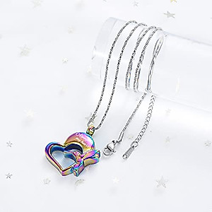 Yinplsmemory Cremation Jewelry Hummingbird Urn Necklace for Ashes Stainless Steel Heart Cremation Lockets for Ashes Holder