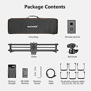 NEEWER Motorized Camera Slider, 39.4"/100cm Carbon Fiber Dolly Rail Slider with Remote Control, Support Video Mode, Time Lapse Photography, Horizontal, Tracking and 120° Panoramic Shooting (VS-100CC)
