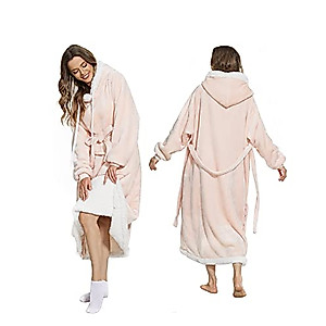 Long Wearable Blanket - Premium Fleece Blanket Hoodie Blanket with Sleeves 1PCS for Women Adult 5'5''-5'9'' Tall, Super Soft Warm Cozy Sleeved Throw with Arm, Gift for Mom Wife Daughter