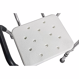 Drive Medical 12445KD-1 Shower Chair with Back and Padded Arms, Adjustable Height Shower Stool with Nonslip Feet, Tub Chair, Shower Chair for Elderly, Bath Seat with Back, 350 LB Weight Cap, White