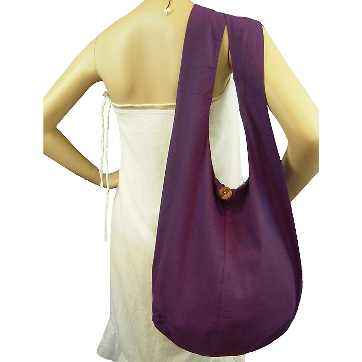 BTP! Thai Monk Buddha Cotton Sling Crossbody Messenger Bag Shlouder Purse Hippie Hobo Medium (Eggplant M5)