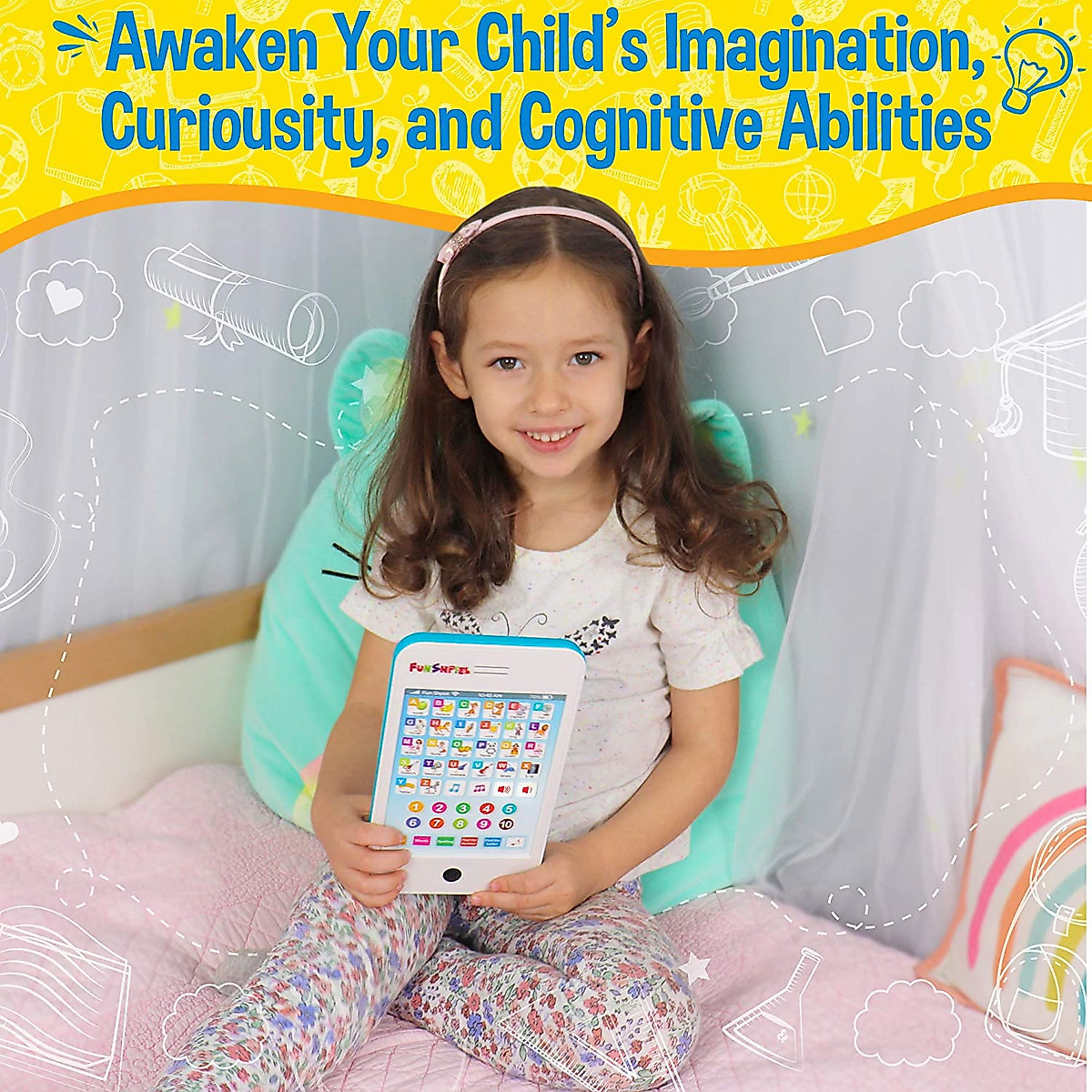 Kid Tablet - Kindergarten Learning Activities, ABC Learning for Toddlers, Learning & Education Toy for 3 Year Olds+, Learning Letters & Alphabet, Kids Phone Toy for Speech Therapy & Letter Sounds