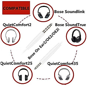 Saipomor SoundTrue Replacement Cords for Bose On-Ear 2 OE2 OE2i QC25 QC35II QC35 QC45 NC700 Soundlink SoundlinkII Headphones (White)