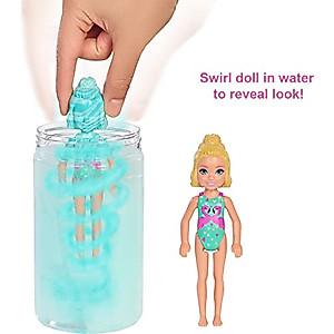 Barbie Chelsea Color Reveal Doll: 6 Surprises, Marble Blue Look, Hair Color Change, Sand & Sun Series [Styles Vary]
