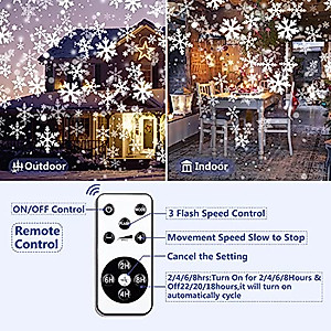 Christmas Projector Light Outdoor, Snowflake Projector Lights Indoor, Holiday Lights with Remote Control, Waterproof LED Snowfall Projection Lamp for Christmas Theme Party, Patio, Garden Decoration