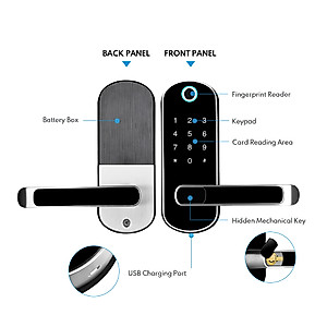 Smart Lock,TFX1 Bluetooth Enabled Fingerprint and Touchscreen Electronic Door Lock|TTLock App Unlock|Keyless Entry|Auto Lock|Fingerprint Door Lock for Home Office Apartment Hotel Garage School(Silver)