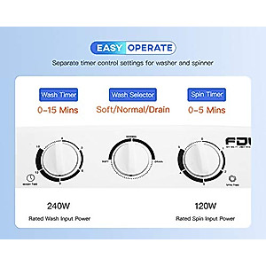 Hudada Twin Tub Washing Machine Portable Mini Compact Washer and Spin Dryer Combo, 10Lbs & 7Lbs Spinning, Small Laundry with Inlet Drain Hose for Apartment Dorm RV Home, White