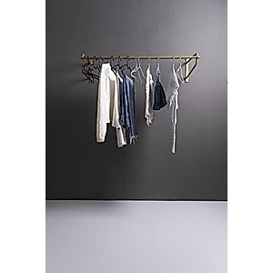 VEGAINDOOR City Edition Wall Mounted Clothes Rack for Hanging Clothes , Retail Display Clothes Rod ,Garment Rack, Space Saving Wall Mount Garment Bar, Gold Clothing Rack ,39.4" (Gold)