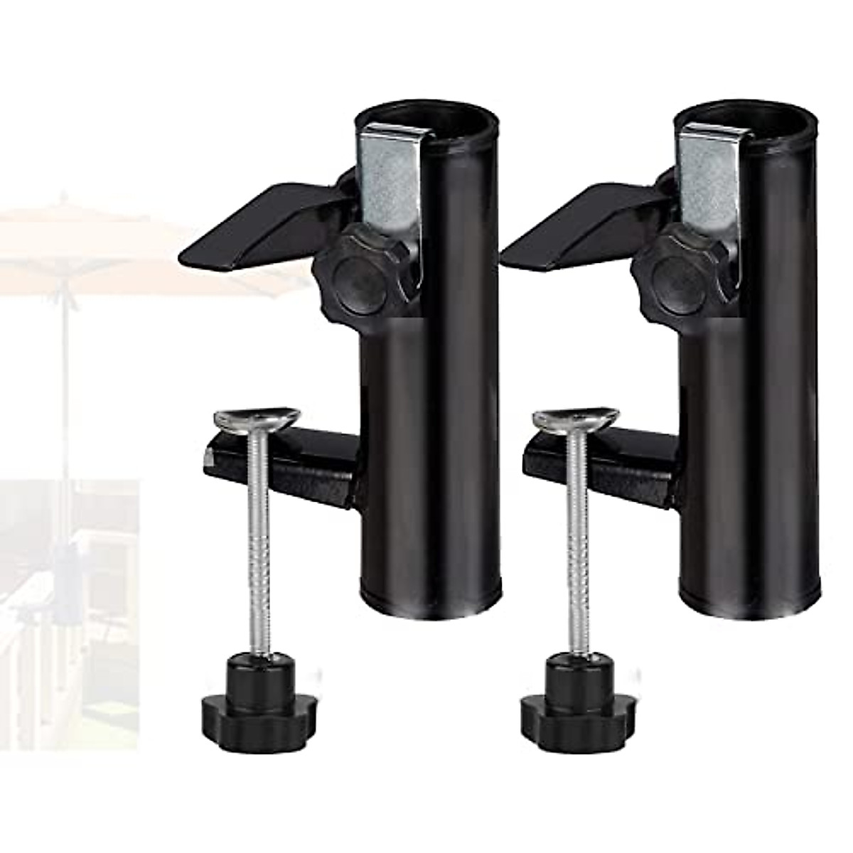 MILIMOLI 2 Pack Umbrella Clamp Umbrella Stand Bench Buddy Patio Umbrella Holder, Premium Umbrella Mount Clamp Umbrella Stand Fixed Clip for Beach Courtyard Balcony, Chair Umbrella with Clamp