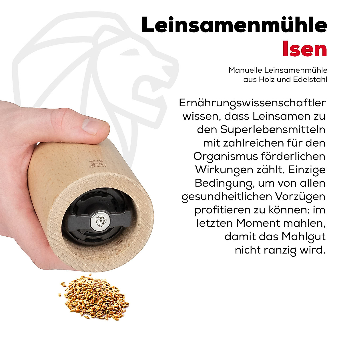 Peugeot Isen-Flax Mill Fax Seed, Natural 7 x 7 x 13 cm, Small