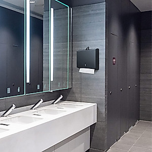 Paper Towel Dispenser Wall Mount Commercial, C Fold Multifold Hand Paper Towel Dispenser, Stainless Steel Tissue Holder (Matte Black)