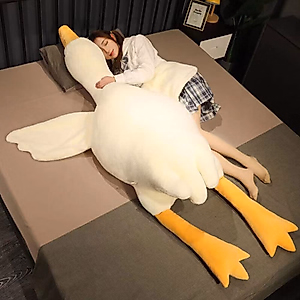 AIRROAD Goose Stuffed Animal, Big Huge Goose Plush Pillow Toy, Cute Giant White Goose Stuffed Animal Duck 63 Inch,Super Soft, Great as a Bedtime Listener and Partner