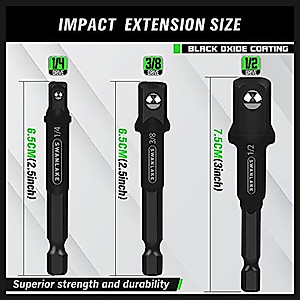 SWANLAKE 7PCS Impact Power Drill Socket-Adapter Set, Hex-Shank Socket to Drill 1/4" 3/8" 1/2" Impact Driver Adapter