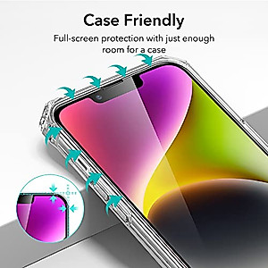 ESR Armorite Screen Protector Compatible with iPhone 14, iPhone 13 and iPhone 13 Pro, Ultra-Tough Tempered-Glass, Easy Installation Frame, 2 Pack