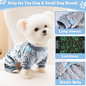Fleece Dog Pajamas for Small Dogs Boy, Fall Winter Dog Pjs Cute Extra Small Puppy Clothes, 4 Legs Dog Sweater Jumpsuit, Soft & Stretchy Dog Onesies Pet Apparel Outfits for Chihuahua Yorkie Cat, XXXS