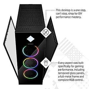 HP OMEN 45L Gaming Desktop, 13th Generation Intel Core i9-13900KF, 16 GB RAM, 1 TB Solid State Drive, NVIDIA GeForce RTX 4070 Ti Graphics, Windows 11 Home, GT22-1082 (2023)