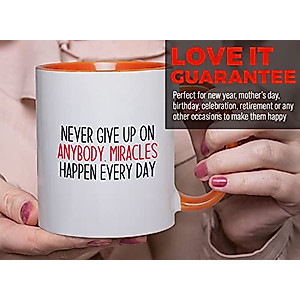 Bubble Hugs Nurse 2Tone Orange Mug 11oz - Never give up - Labor Clinical Certified Nursing Assistant Surgical Emergency Oncology Practitioner