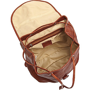 Piel Leather Medium Drawstring Backpack, Saddle, One Size