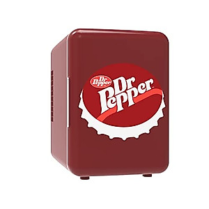 CURTIS MIS153DRP Dr. Pepper Retro Mini Portable Compact Personal Fridge Cooler, 4 Liter Capacity, 6 Cans & Cooluli Retro Coca-Cola Mini Fridge for Bedroom - 4L/6 Can 12V Portable