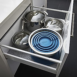 VIKING Culinary Stainless Steel Mixing Bowl Set, 10 piece, Non-slip Silicone Base, Includes Airtight Lids, Dishwasher Safe, Teal